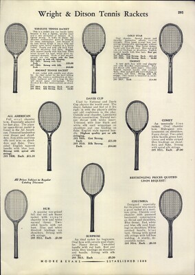 1935 PAPER AD Wright & Ditson Tennis Racket Gold Star Davis Cup | eBay
