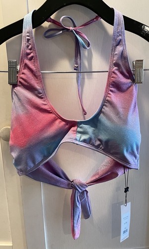 BCBGeneration Cloud Pink Blue Convertible Bikini Top Swimsuit Large Ret ...