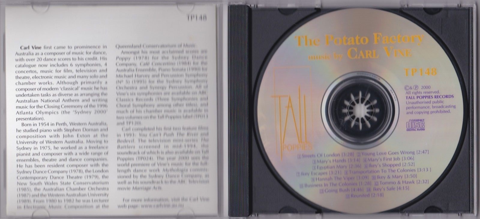 THE POTATO FACTORY SOUNDTRACK - CARL VINE (CD) LISA McCUNE for sale ...
