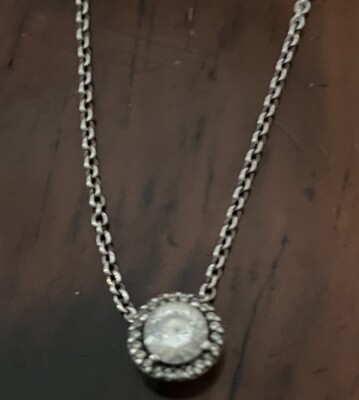 Pandora Sterling Adjustable Necklace Round Sparkle Halo CZ #396240CZ 15 ...