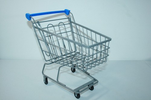 Small Mini Walmart Blue Gray Metal Shopping Cart Buggy Doll Size Toy 10 ...