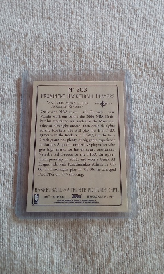 2006-07 Topps Turkey Red #203 Vassilis Spanoulis RC Guard Houston ...