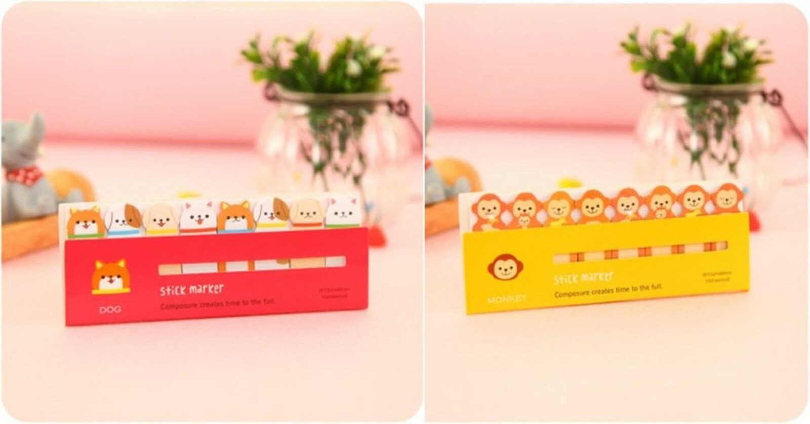 Cute Note Pad One Point Stick Marker Stationery - Monkeys and Dogs ...
