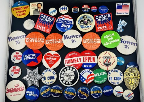 Vintage Lot Of 47 Political Pins From The 1960s, 1970s, 1980s Nixon ...