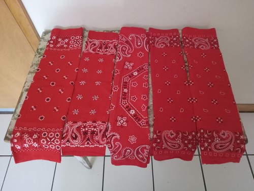 5 Vintage All Cotton Red Paisley Bandana Kerchief Biker Hanky Lot | eBay