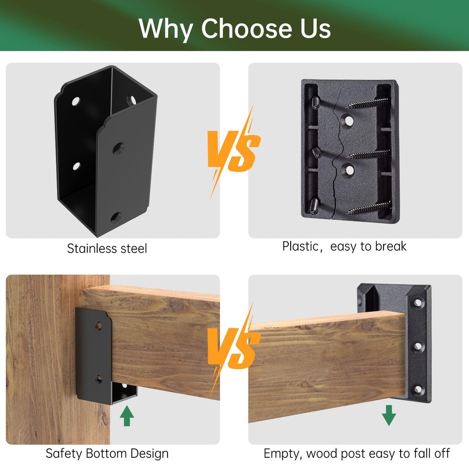 12PCS 2â€ x 4â€ Stainless Steel Deck Railing Brackets Connectors 2x4 ...