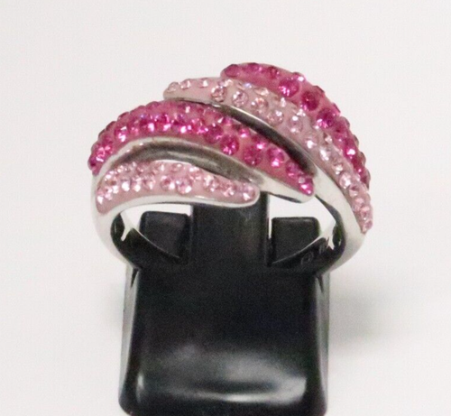 STUNNING STERLING SILVER PINK CZ PAVE` RING size 6.75 | eBay