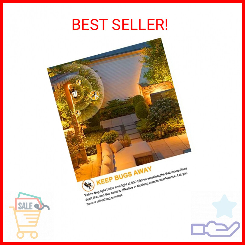 Bug Light Bulbs Outdoor, 40W Equivalent Amber Yellow LED Bug Lights for ...