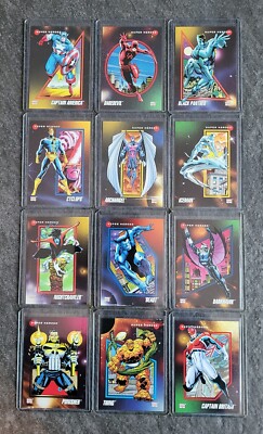 92 Marvel Impel 12 Different Card Lot Captain America Daredevil Black ...