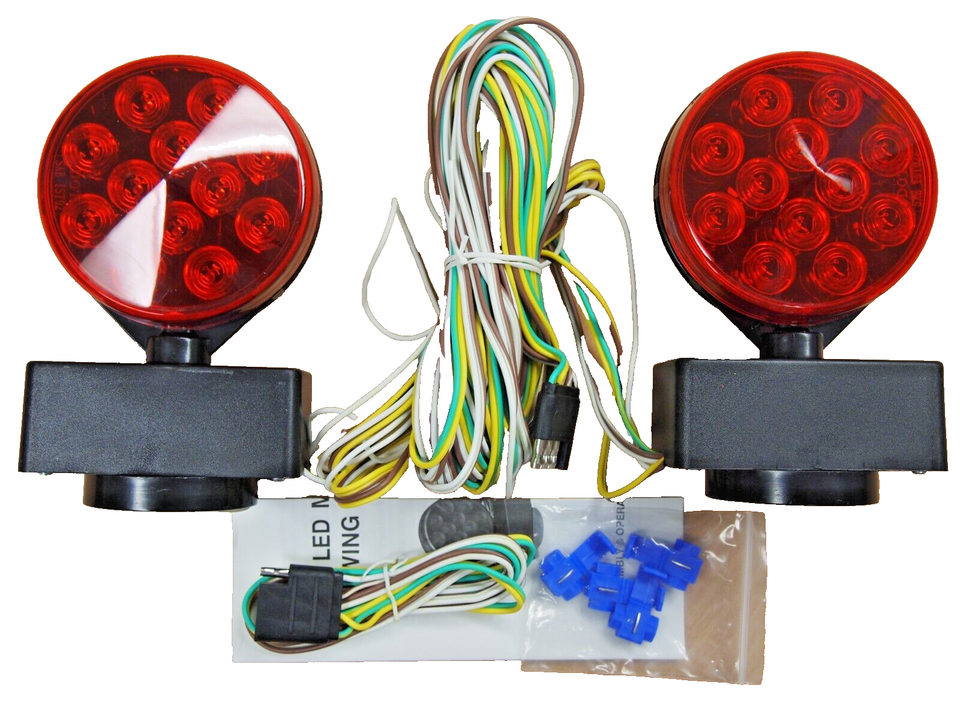 12V LED Magnetic Towing Trailer Light Kit 24 LEDS Multi-Function DOT ...