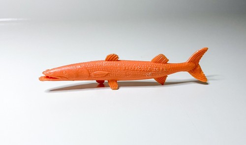 Vintage 1968 Marx Barracuda Fish Orange Action Figure Toy 3.5” Shark ...