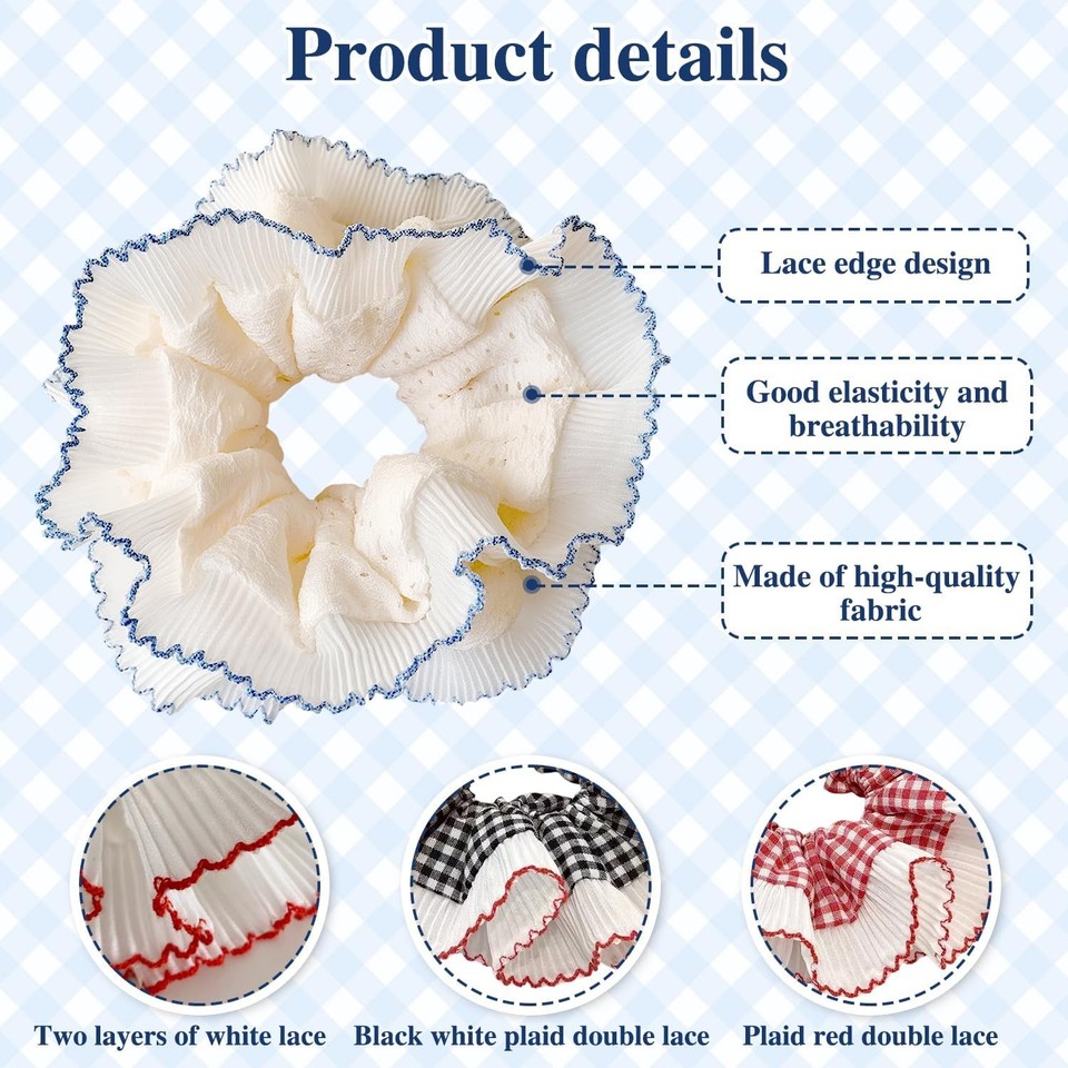 4 PCS Oversized Scrunchie Set – Large Lace Double-Layer Fluffy ...
