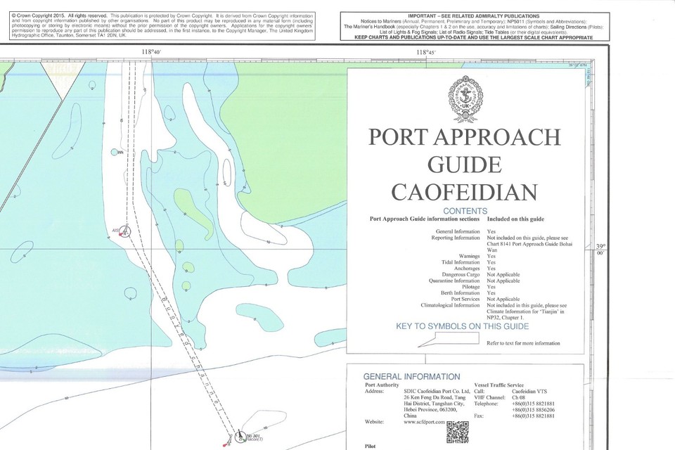 8143 Port Approach Guide Caofeidian Chart Map Maritime Marine Nautical ...