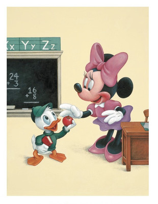 WALT DISNEY ART PRINT - An Apple For Minnie Mouse Teacher Poster OUT ...