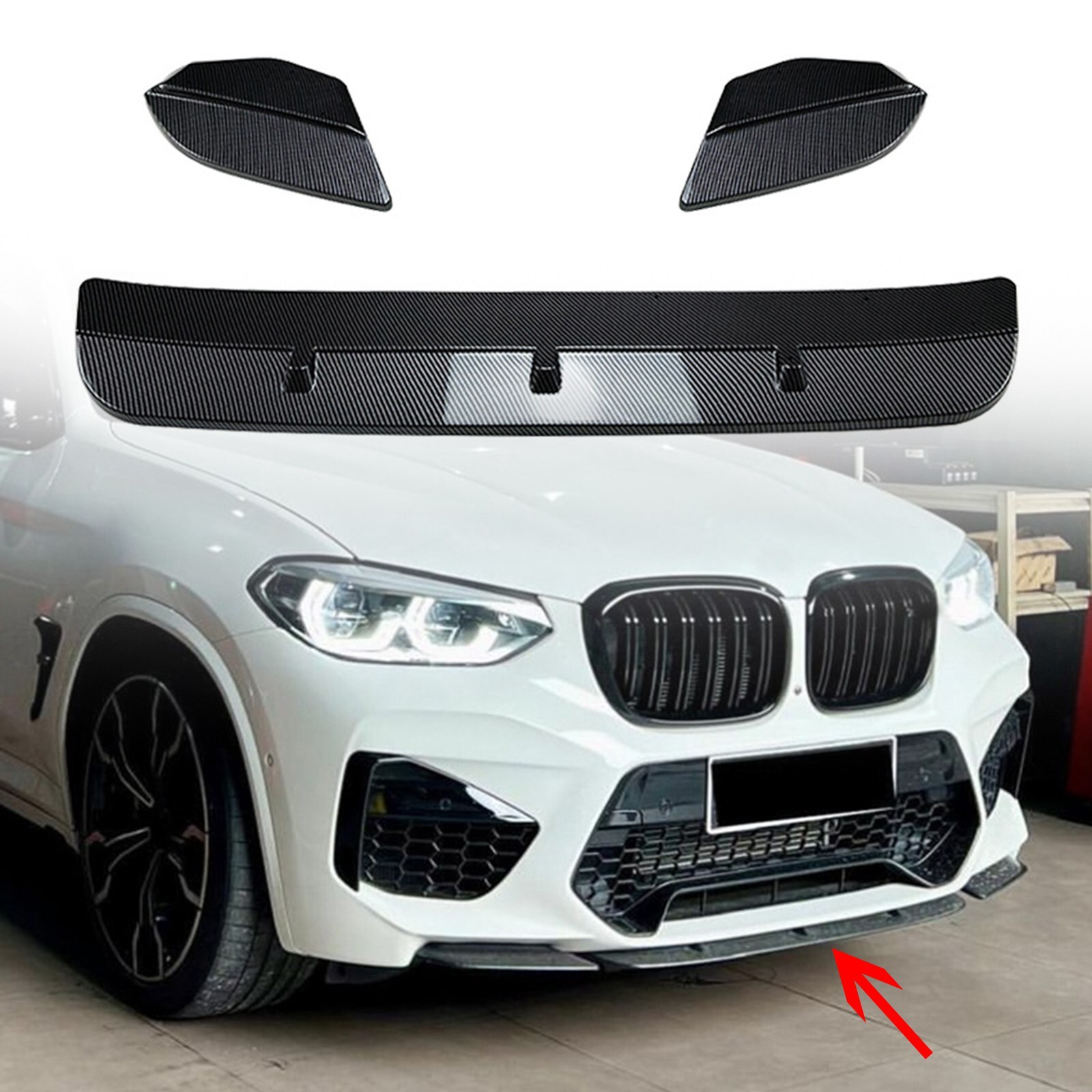 Front Bumper Lip Splitter Spoiler Kit For BMW X3M X4M F97 F98 Pre ...