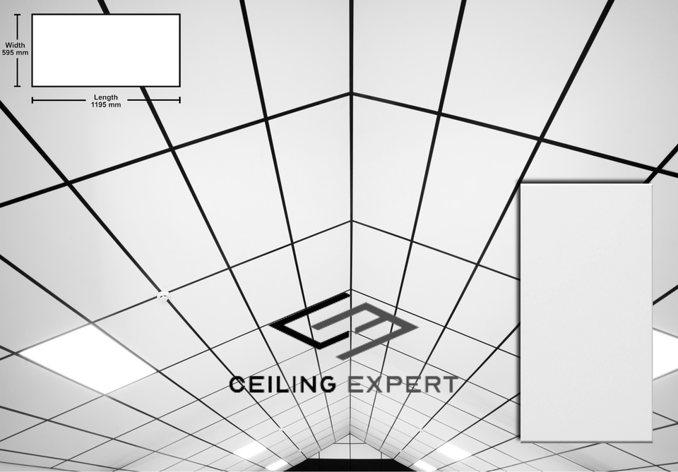 4.3m2 Suspended Vinyl Ceiling Wipeable 1195mm x 595mm EasyClean Pack of ...