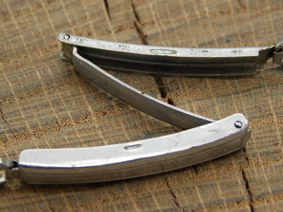 Ladies Vintage Stainless Steel Pre-Owned Watch Band Ratchet Deployment ...