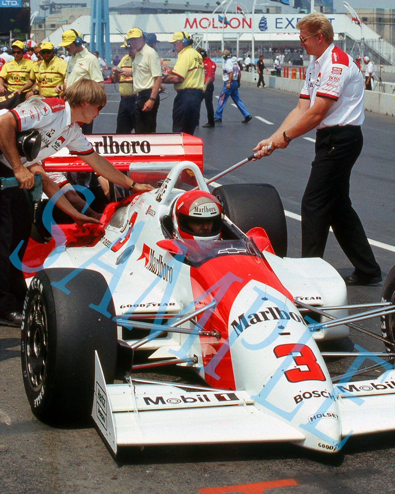 RICK MEARS 1991 #3 MARLBORO INDY CAR AT TORONTO CLOSE UP 8X10 GLOSSY ...