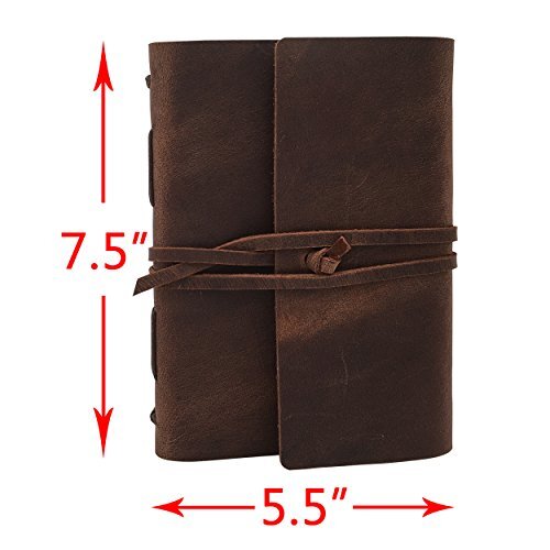 Leather Journal Writing Notebook - Genuine Leather Bound 5"x7" Vintage ...