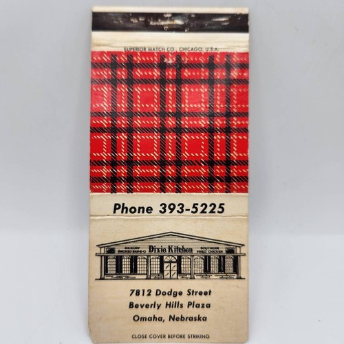 Vintage Matchcover Dixie Kitchen Omaha Nebraska Restaurant Dodge Street ...