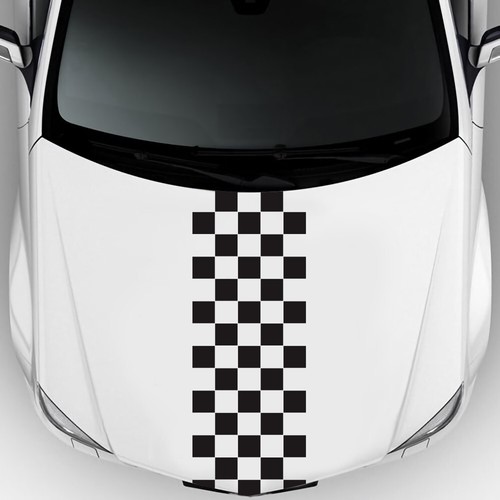 Car Racing Roof Hood Bumper Stripe Sticker Checker Decals Vinyl DIY 47 ...