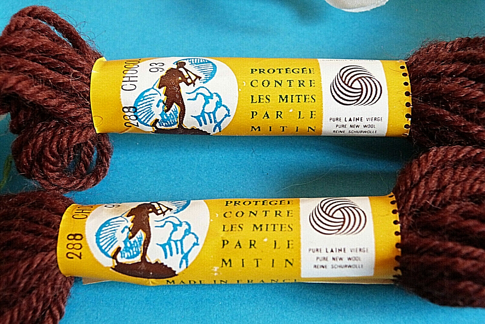 807/ SUPERBE 2 ÉCHEVETTES LAINE COLBERT BON PASTEUR TAPISSERIE CHOCOLAT ...