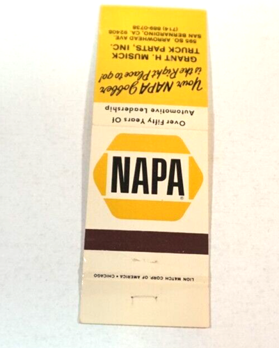 Matchbook NAPA Grant H Musick Truck Parts San Bernardino CA Over 50 ...