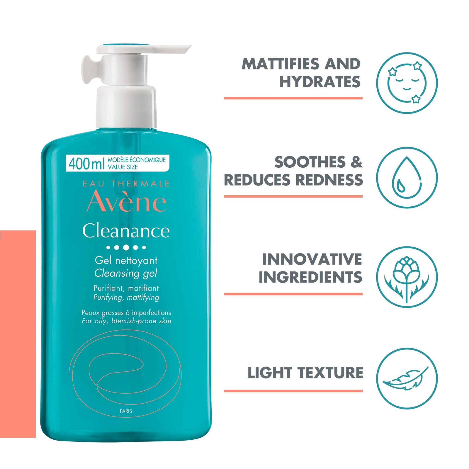 Avène Cleanance Cleansing Gel Cleanser for Blemish-prone Skin 400 ml ...