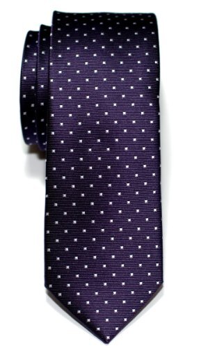 Pin Dots Woven Microfiber Skinny Tie Necktie Purple With White Pin Dots ...