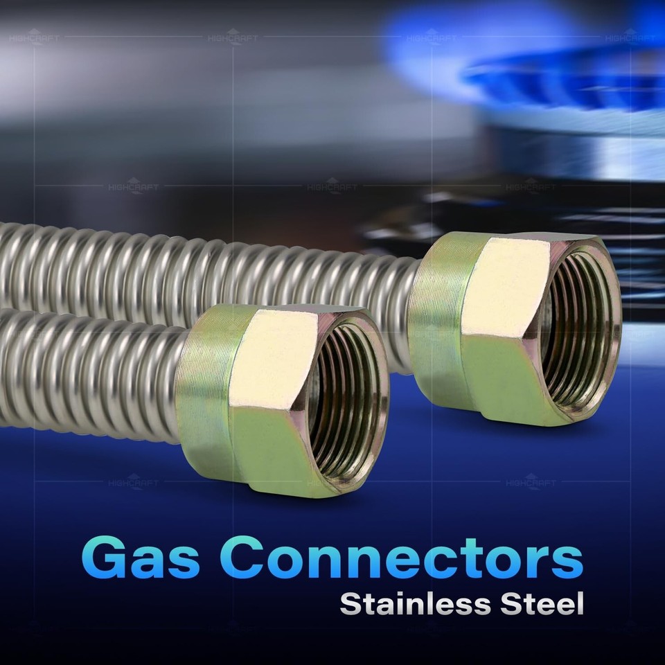 GUHD-TT14-72 70" Gas Line Connector with 3/8" Outer Diameter and Nut ...