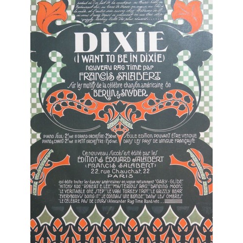 Berlin Snyder I Want To Be IN Dixie Singer Piano 1912 | eBay