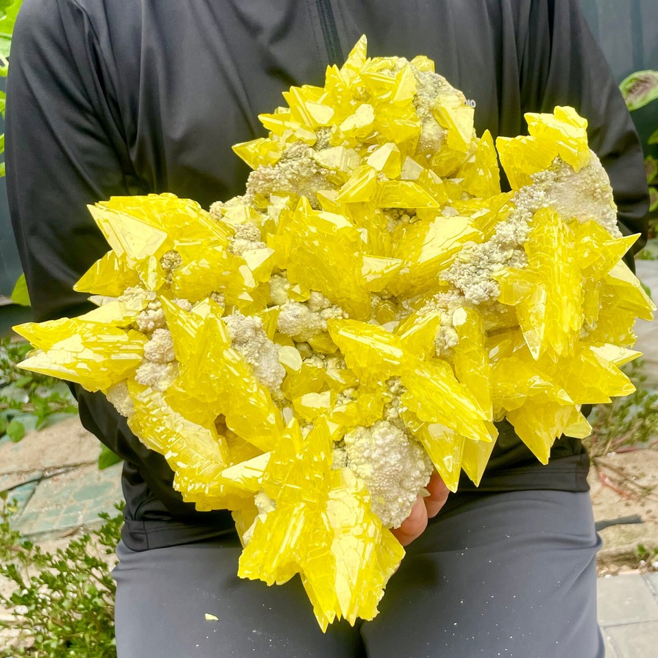 18.6LB Rare Natural yellow sulfur crystal quartz crystal mineral ...