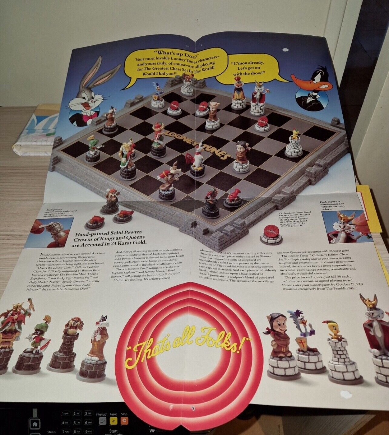 Franklin Mint LOONEY TUNES WARNER Brothers Chess set complete with ...