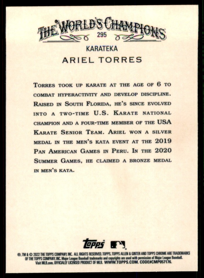 Ariel Torres 2022 Topps Allen & Ginter Chrome Card #295 US Karate | eBay