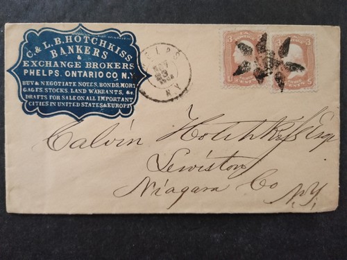 New York: Phelps 1862 #65 (2) Hotchkiss Bankers CAMEO Advertising Cover ...