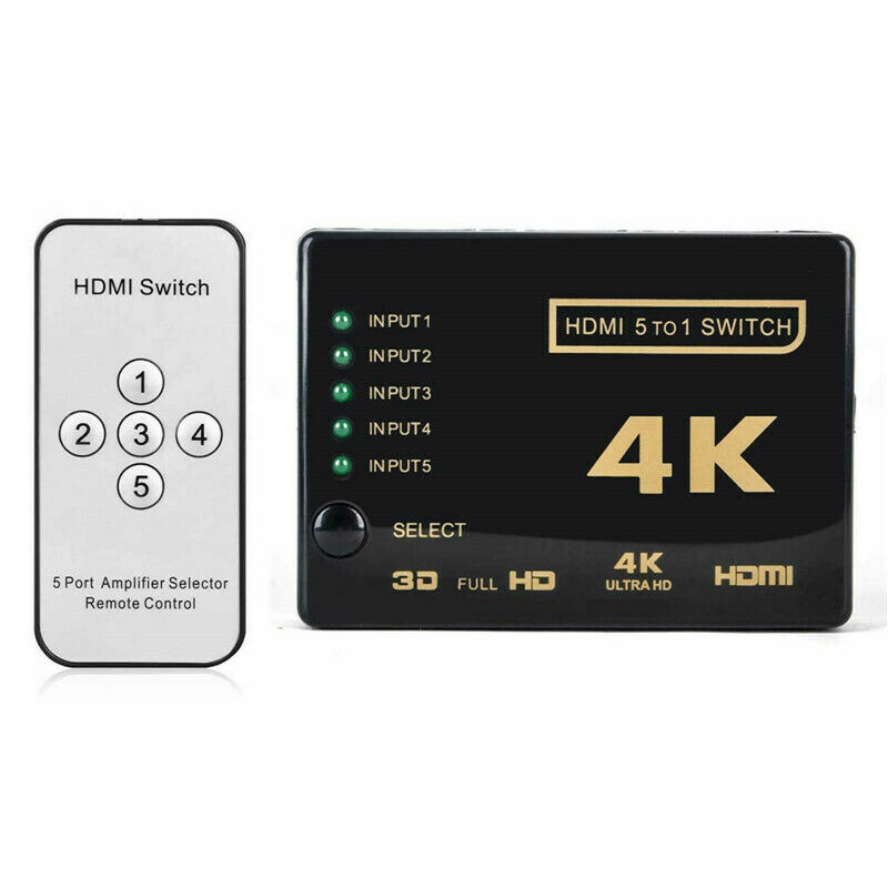 3D 4K 5 INPUT 1 OUTPUT 5 IN 1 OUT SPLITTER HDMI 5 Port SWITCH BOX HUB ...