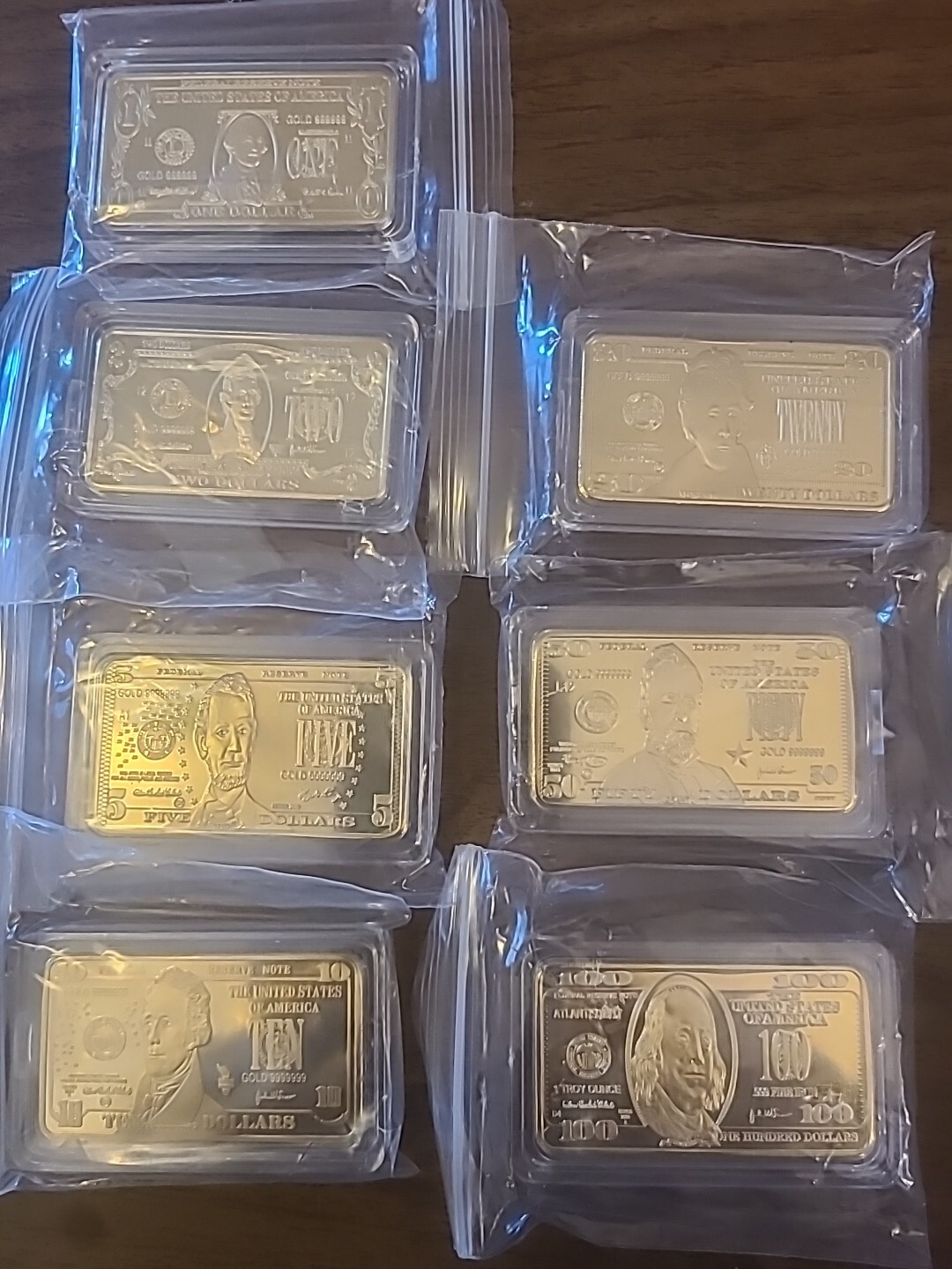 Atlantis Mint 1 troy ounce USA $1 to $100.00 cased wafer bars .999 fine ...