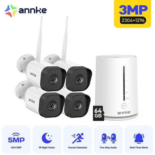 ANNKE Wireless 4CH NVR 3MP Security Camera System Two-Way Audio WIFI ...