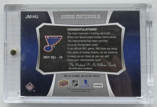 2015-16 UD Ultimate Brett Hull Jumbo Materials NHL Shield Patch #1/1 ...