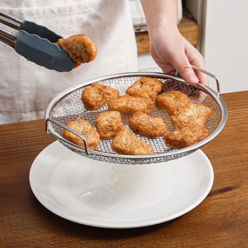 Stainless Steel Colander Frying Strainer Fishing Mesh Sieve Spoon ...