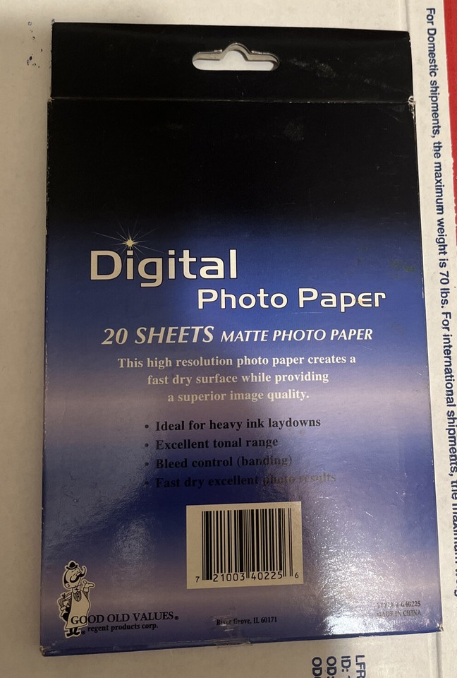 Digital Photo Paper Matte 20 Sheets Per Pack 4x6 Ink Jet 8 Mil (New) 💥 ...