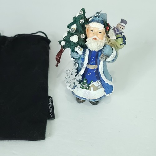 Harvey Lewis Santa Blue Europe Christmas Ornament in Black Velveteen ...