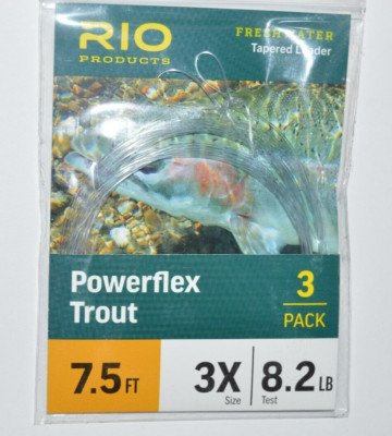 rio powerflex trout tapered leaders 7.5ft 3x 8.2lb streamers nymphs 3 ...