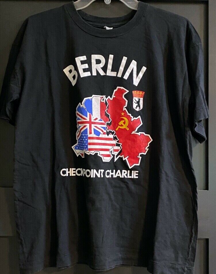 VINTAGE 80'S BERLIN CHECK POINT CHARLIE MENS T-SHIRT SIZE M | eBay