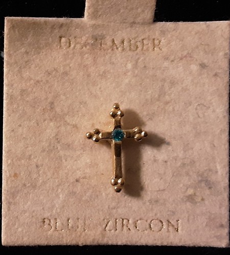 Vintage Gold Colored Cross Pin w/ Blue Zircon Accent | eBay