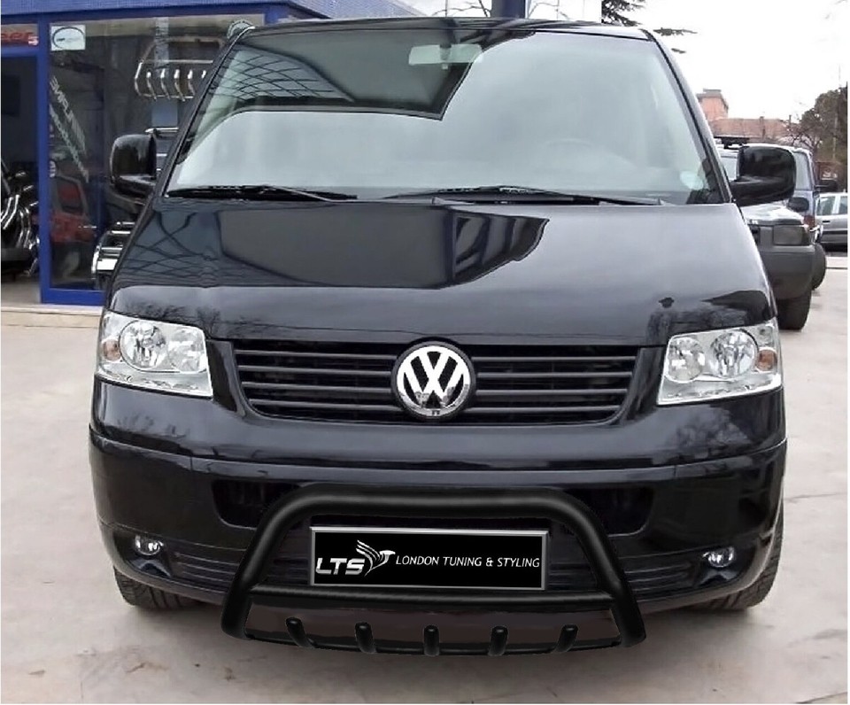 VW TRANSPORTER T5 STAINLESS STEEL BLACK AXLE NUDGE A-BAR BULL BAR 2003 ...