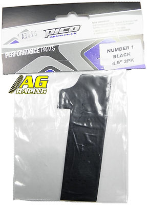 Apico Number 1 No. 1 Black Stickers Decals 4.5 inch Motocross Enduro ...