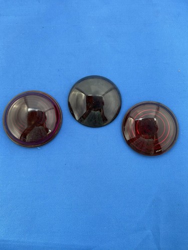 3 VTG RED Railroad Lantern Switch Marker Lamp Light Glass Lenses 3 ...