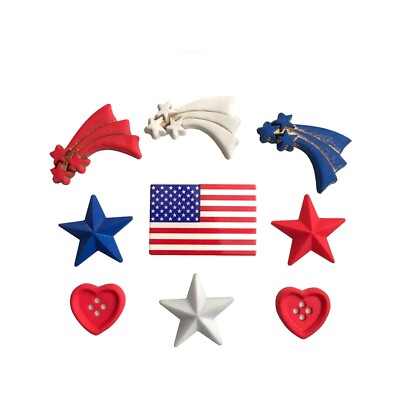 Patriotic Buttons | July 4 Buttons | Stars & Stripes Buttons - 9 Pcs ...