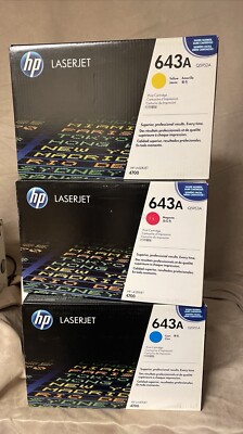 Lot of 3 OEM HP 643A Q5951A Q5952A Q5953A Toner Cartridge 4700 Sealed ...